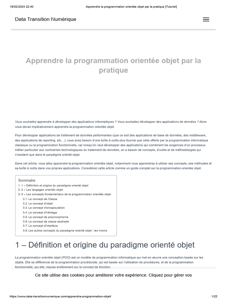Apprendre La Programmation Orientée Objet Par La Pratique (Tutoriel ...