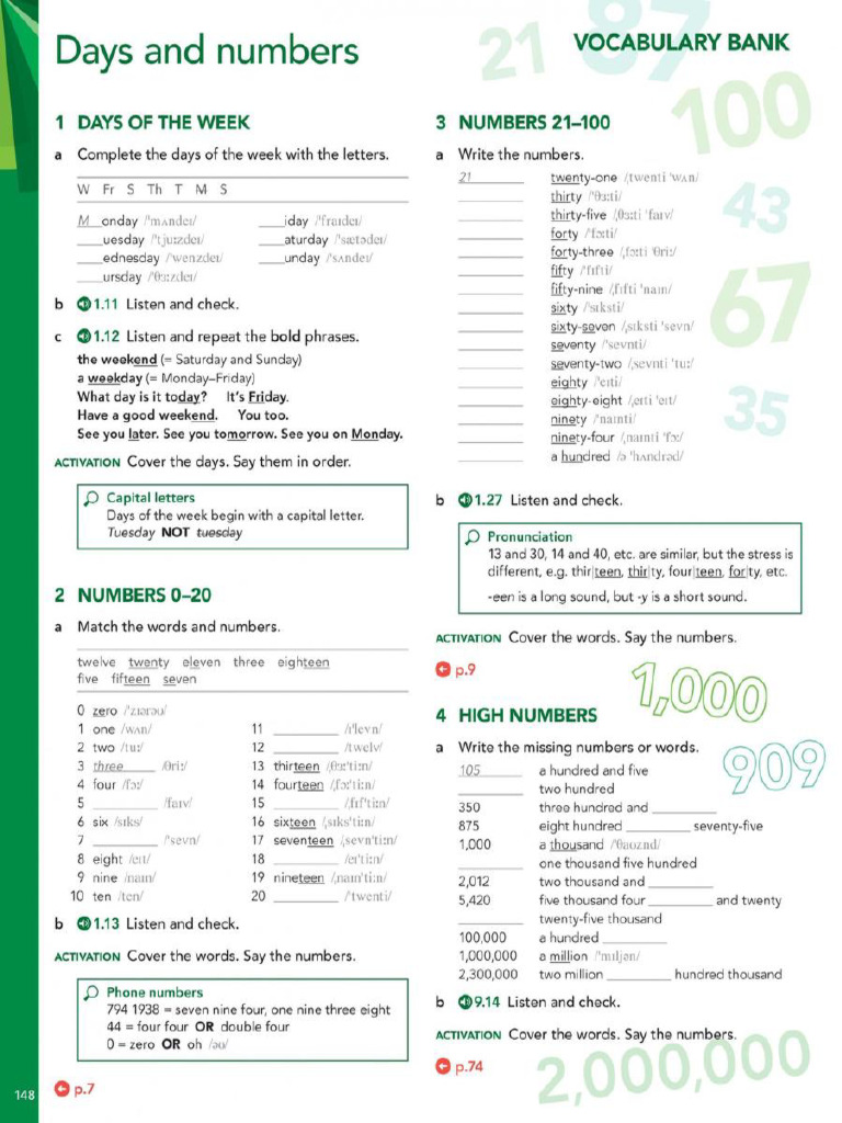 Days and Numbers | PDF
