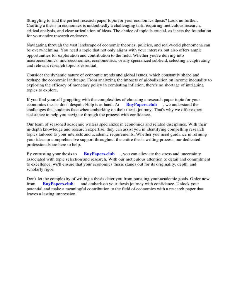 Research Paper Topics For Economics | PDF | Economics | Macroeconomics