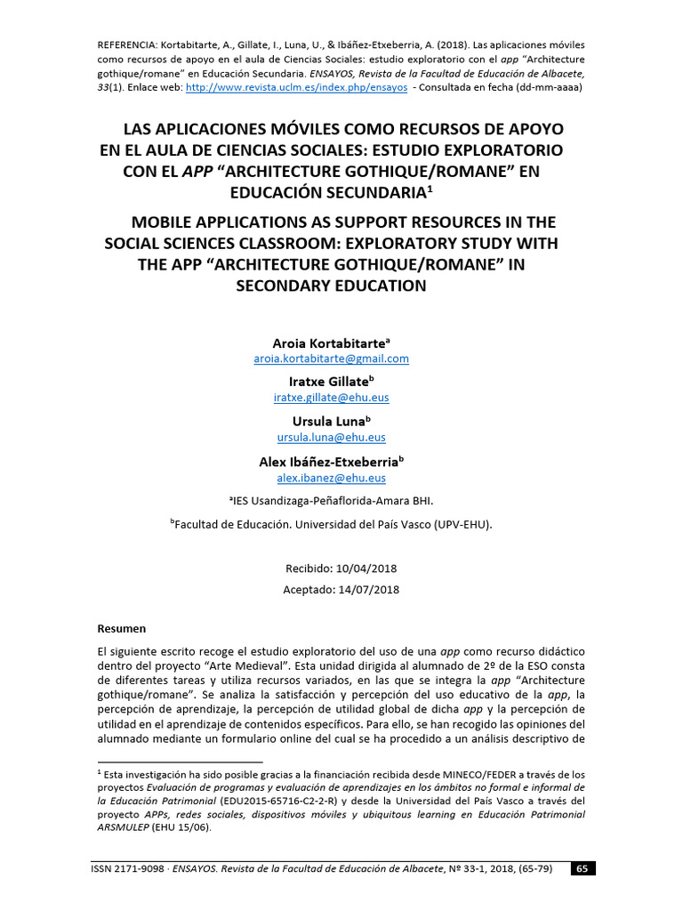 Aroia Kortabitarte Iratxe Gillate Ursula Luna Alex Ibáñez Etxeberria | PDF