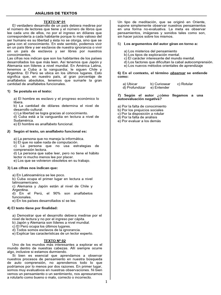 Análisis de Textos 1 | PDF