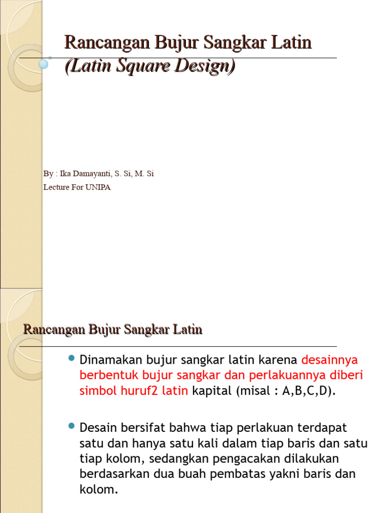 Rancangan Bujur Sangkar Latin dalam Penelitian | PDF
