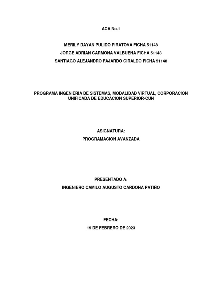 Aca1 Programacion Avanzada | PDF