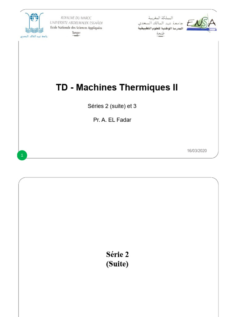 TD Machines Thermiques II - Exercices Corrigés | PDF | Écomobilité ...