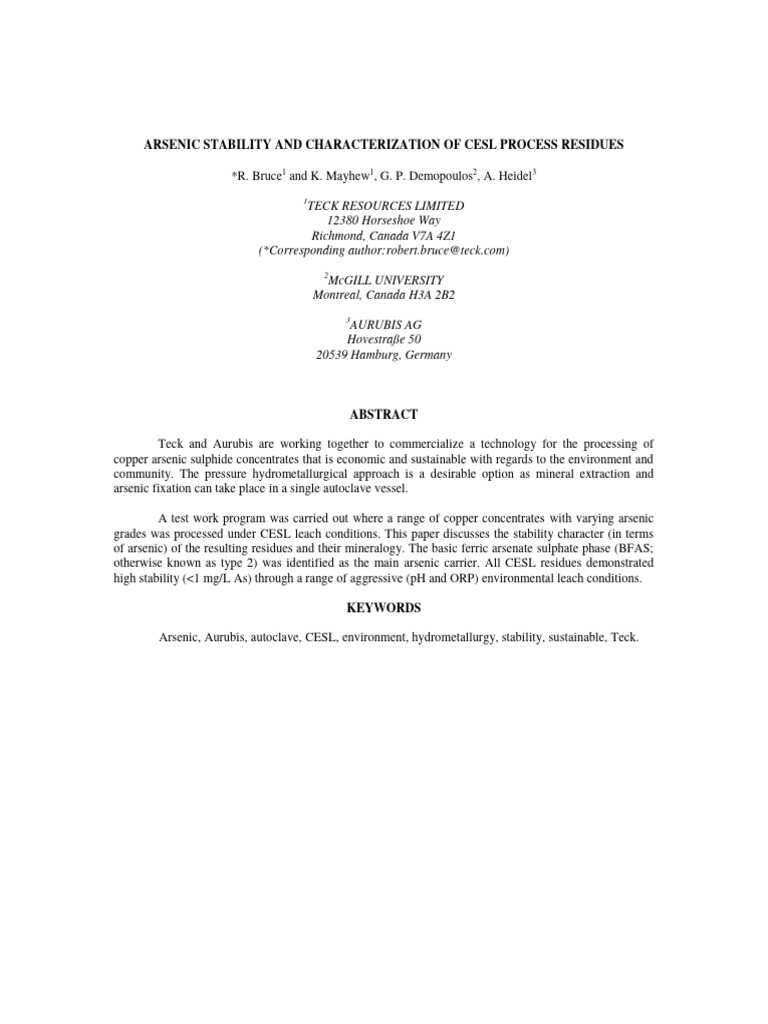 CESL Copper Arsenic Stability | PDF | Arsenic | Copper