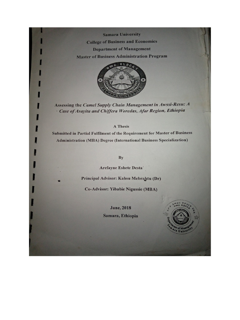 Assessing The Camel Supply Chain in Awssi-Resu of Aysaita and Chifra ...