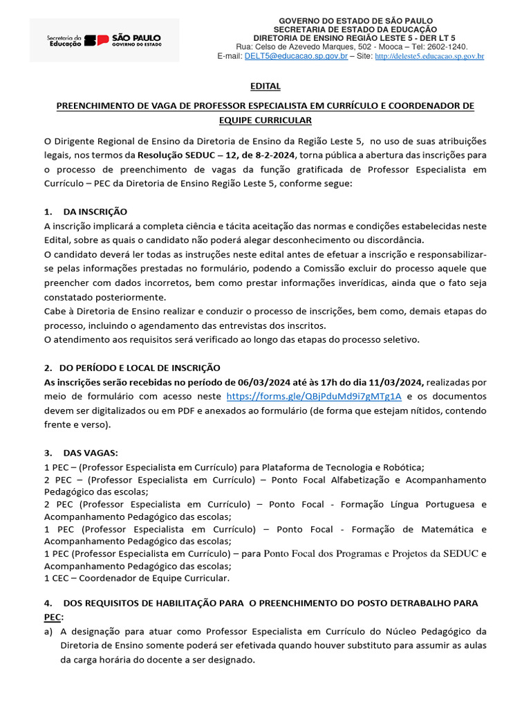 lt5 Edital-2024 Pec VF pd07-03-2024 | PDF | Pedagogia | Aprendizado lt5 Edital-2024 Pec VF pd07-03-2024 | PDF | Pedagogia | Aprendizado