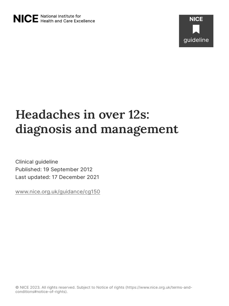 Headaches in Over 12s Diagnosis and Management PDF 35109624582853 | PDF | Headache | Migraine