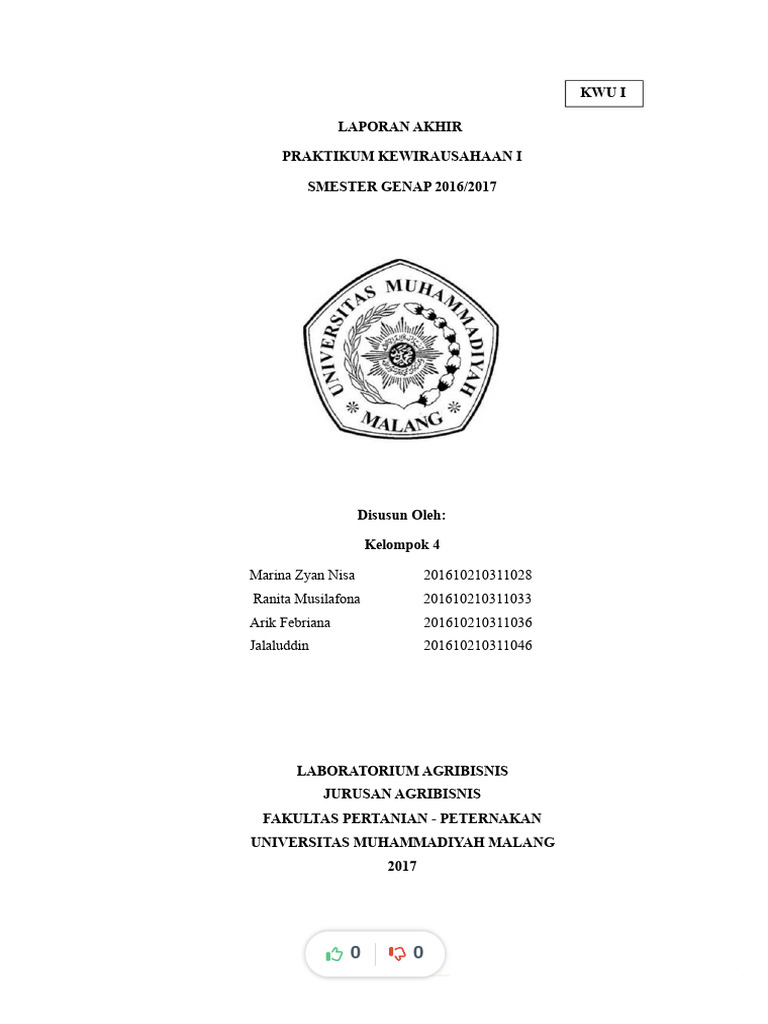 Laporan Praktiku Kewirausahaan I Compress | PDF