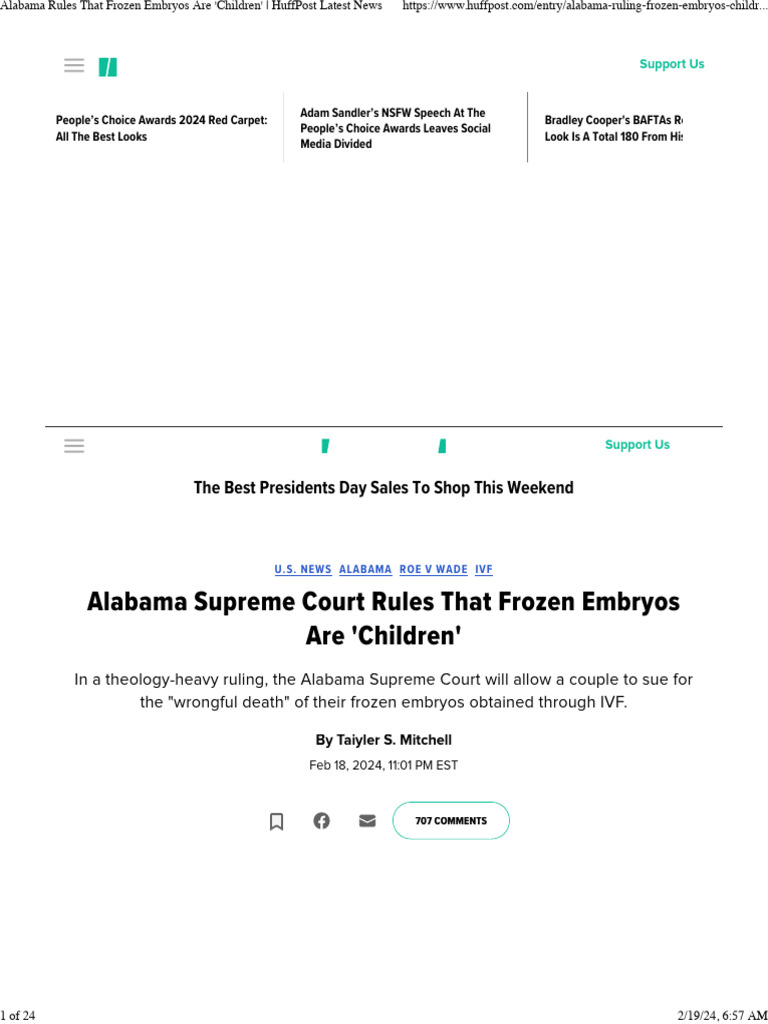 Alabama Rules That Frozen Embryos Are 'Children | PDF | Assisted ...