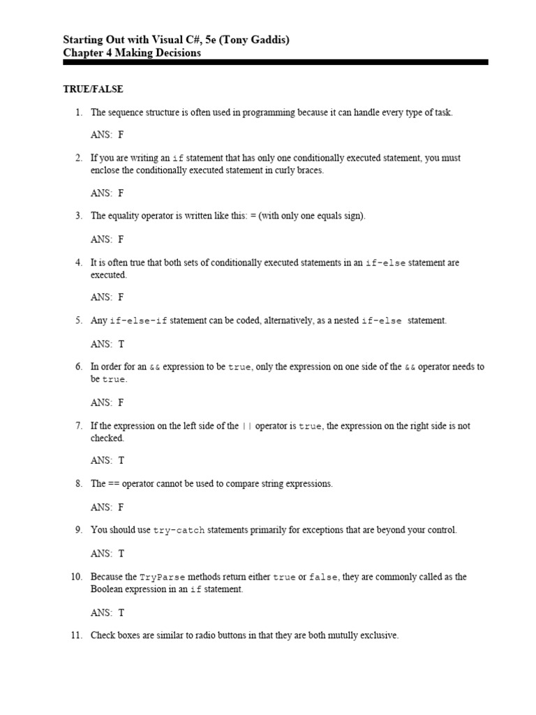 Ch04 Drake Csharp 5e | PDF | Parameter (Computer Programming) | Boolean Data Type