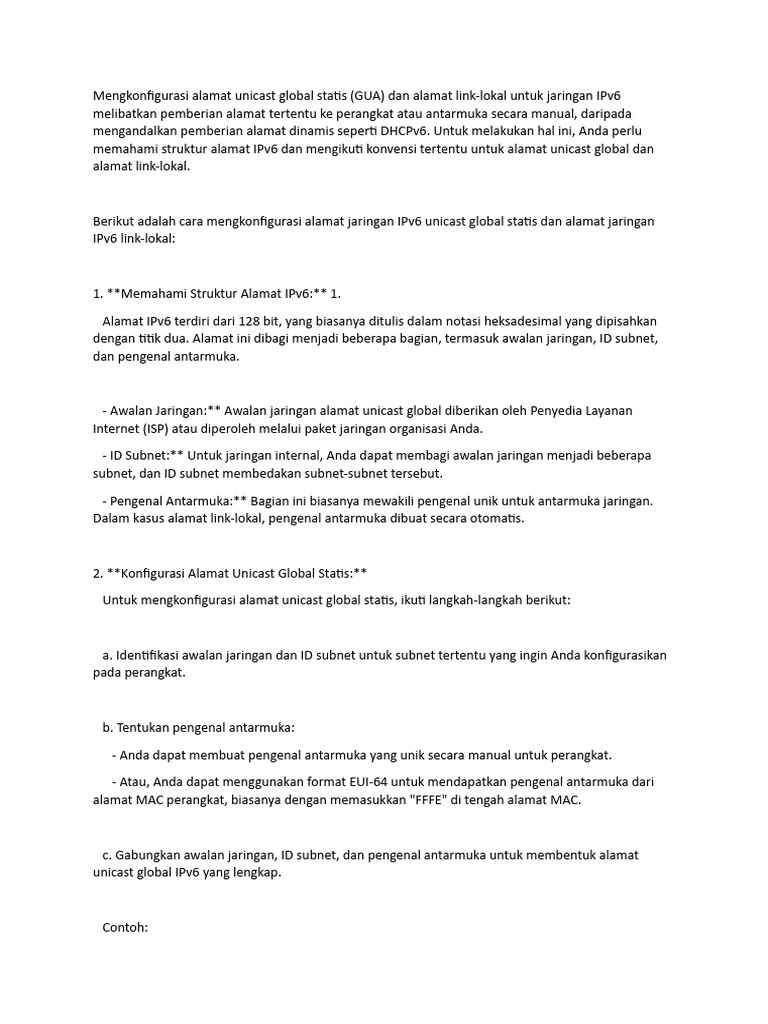 Mengkonfigurasi Alamat Unicast Global Statis | PDF Mengkonfigurasi Alamat Unicast Global Statis | PDF