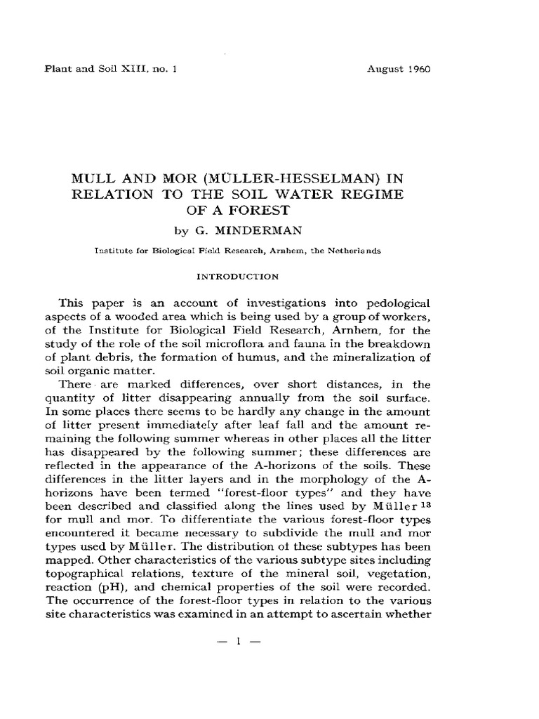 Mull and Mor Mueller Hesselman in Relation To The-Wageningen University ...