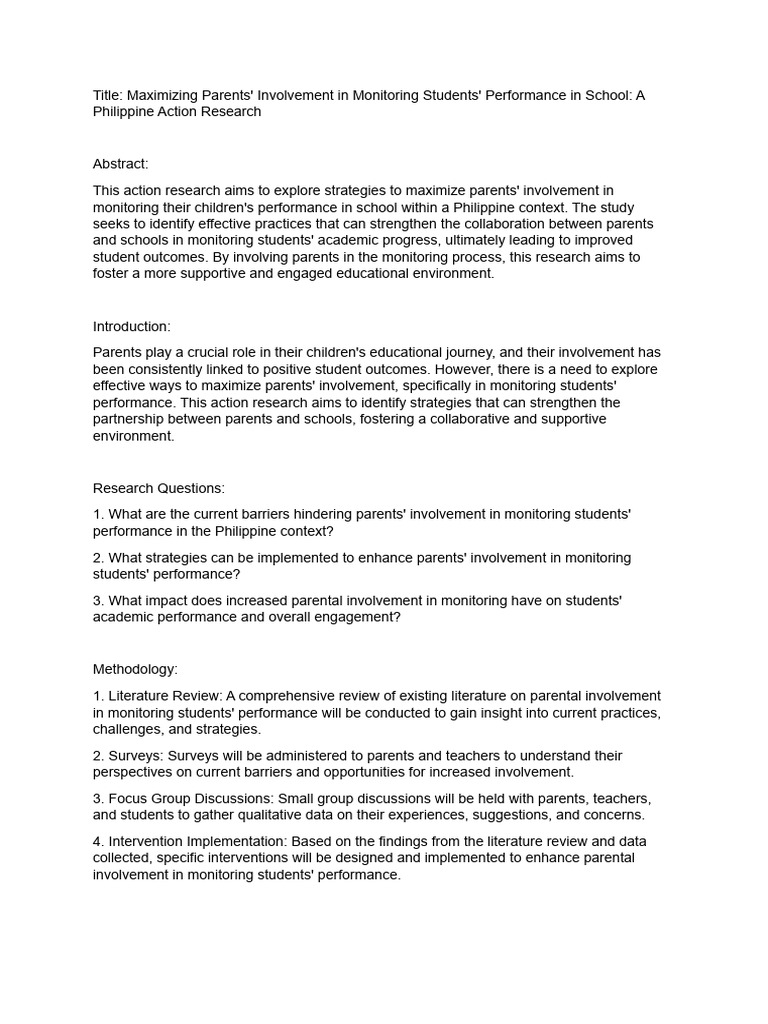 Maximizing Parents' Involvement in Monitoring Students' Performance in ...