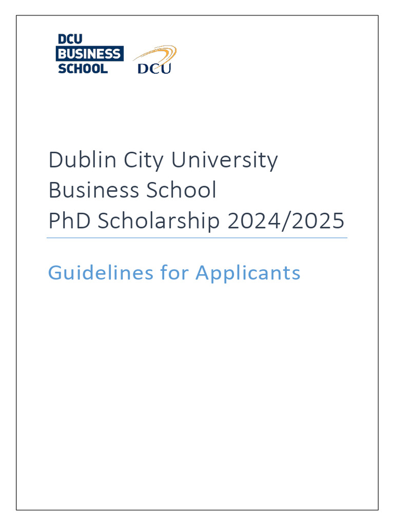 DCU Business School PHD Scholarship 2024 - 2025 | PDF | Doctor Of ...