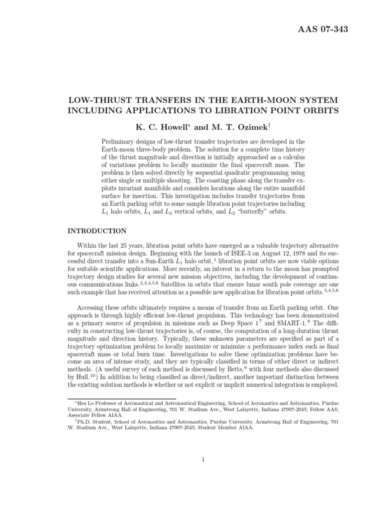 Low-Thrust Transfers in The Earth-Moon System Including Applications To Libration Point Orbits ...