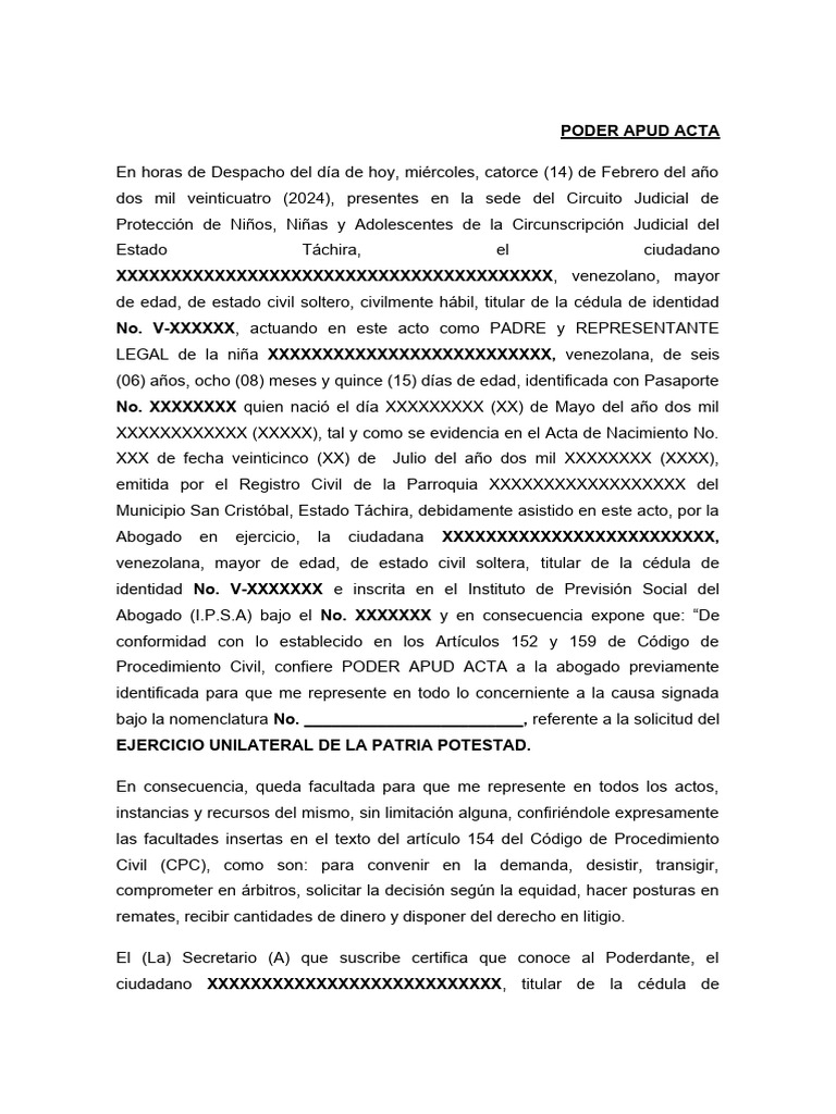 Poder Apud Acta Modelo Proteccion | PDF | Instituciones sociales | Justicia