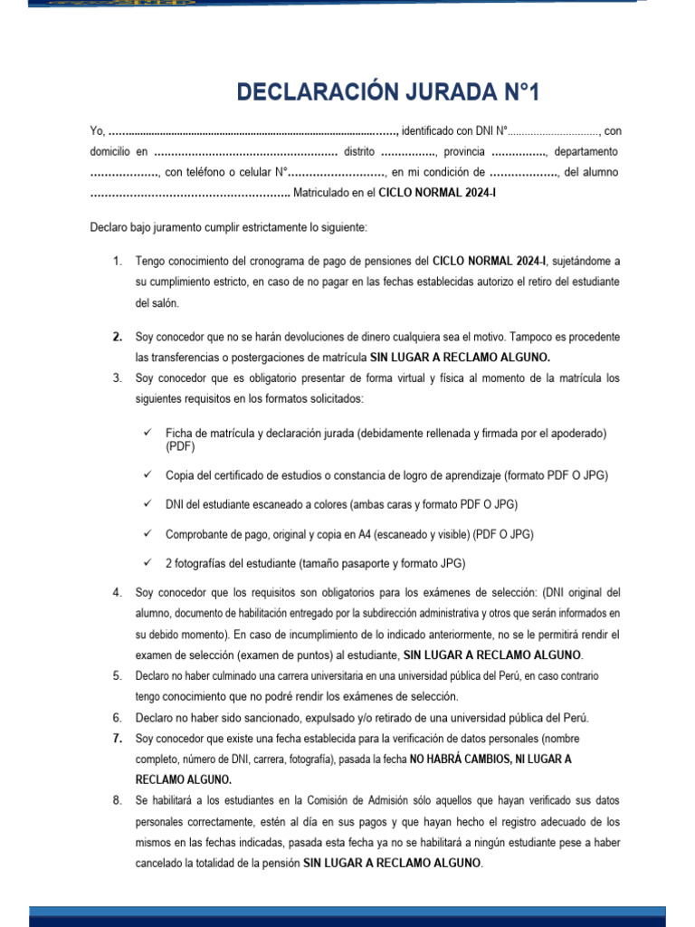Declaracion_Cepre | PDF | Documento de identidad