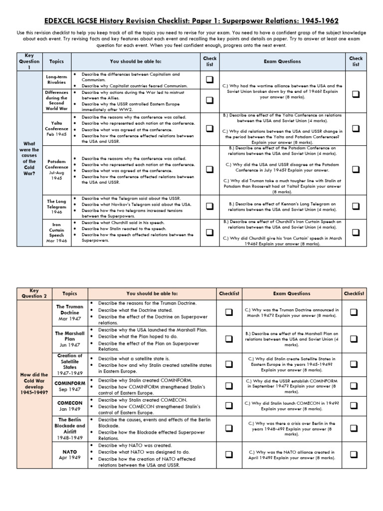 IGCSE History: Cold War Revision Guide | PDF
