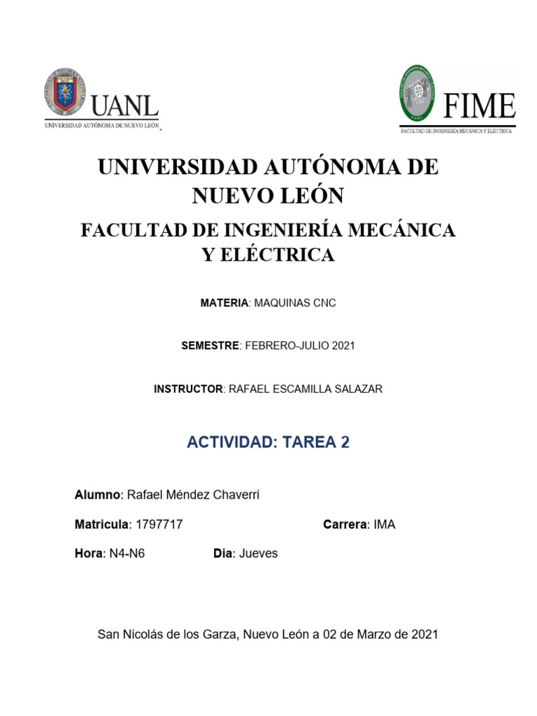 Tarea 2 CNC (1797717 Rafael) | PDF