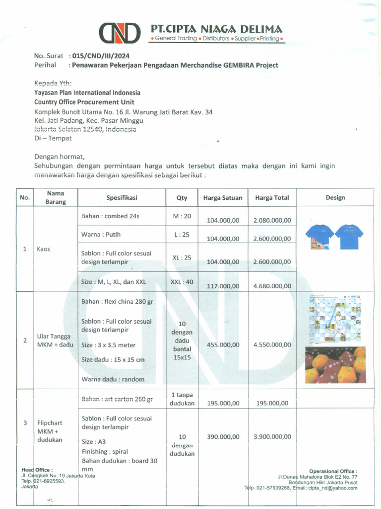 Penawaran Merchandise CND | PDF