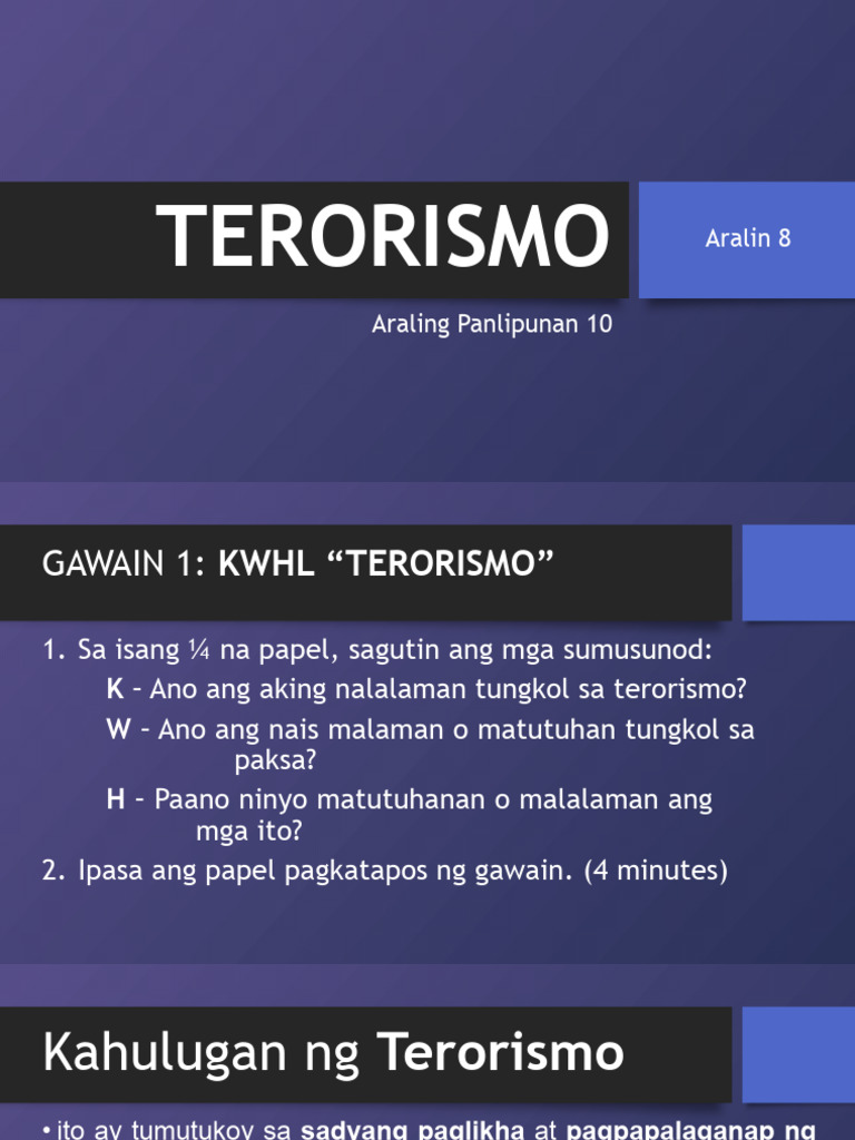 Aralin 8 Terorismo | PDF