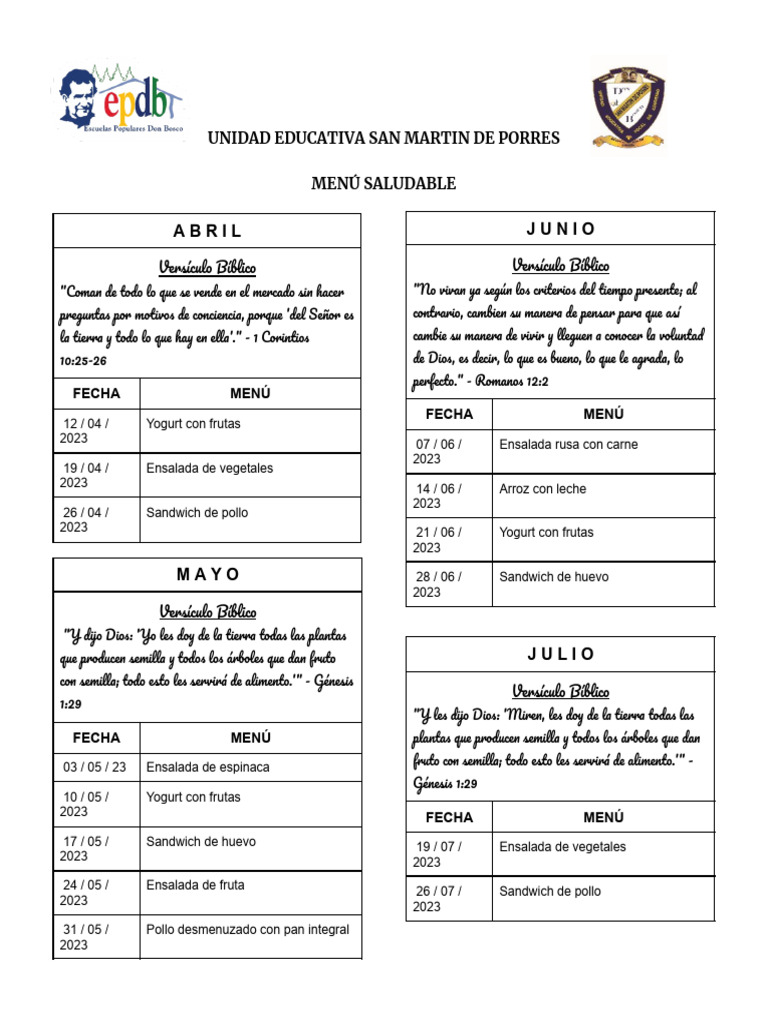 MENU SALUDABLE SMP | PDF