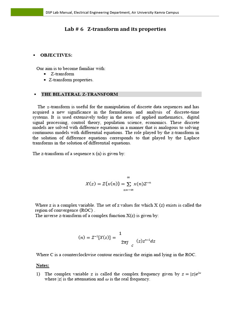 Lab4 Z Transform | Download Free PDF | Laplace Transform | Mathematics