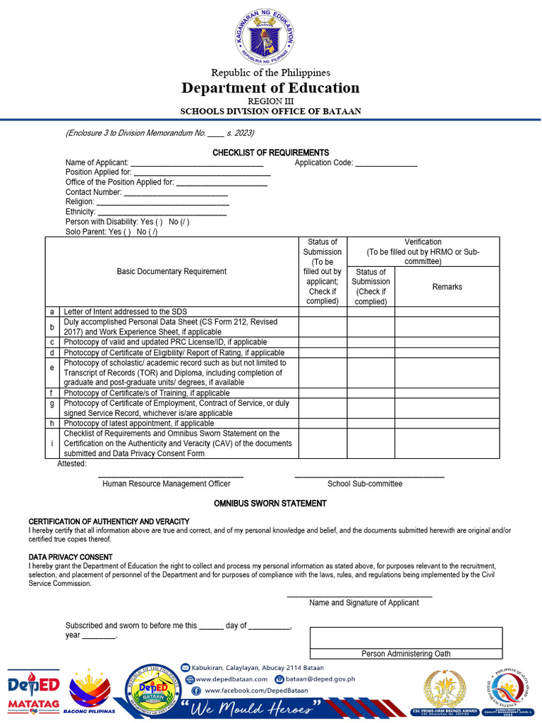Checklist Requirements 1 | PDF