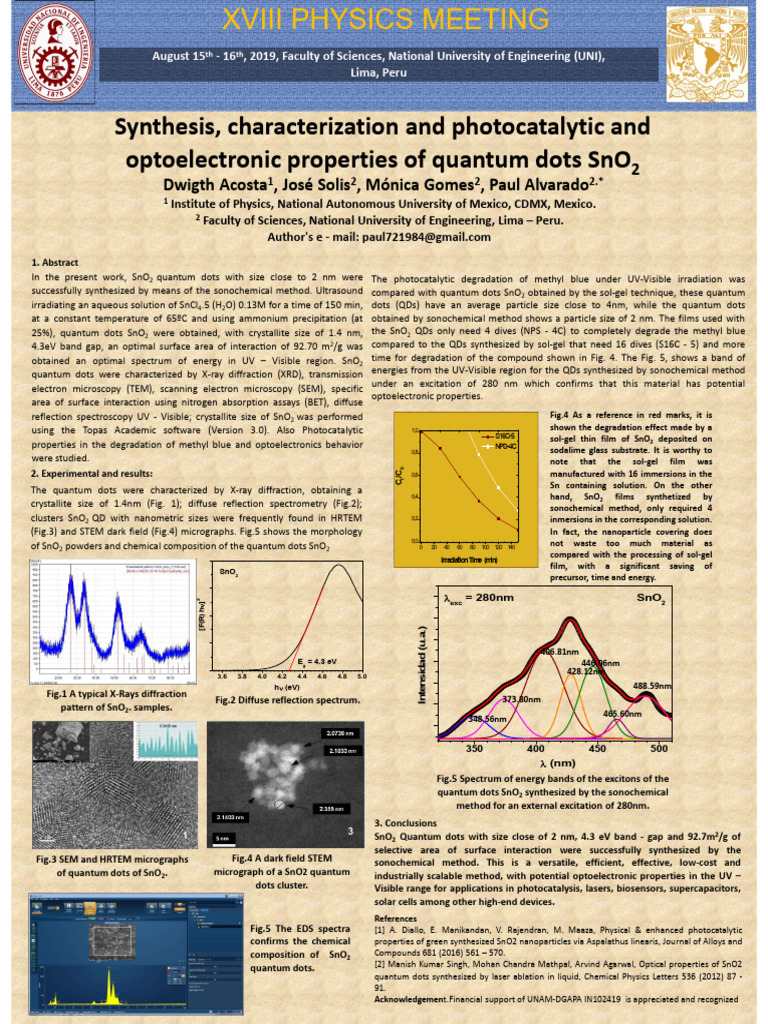 Poster-SnO2 QDs-Paul Alvarado Anampa. | PDF | Spectroscopy | Electron ...