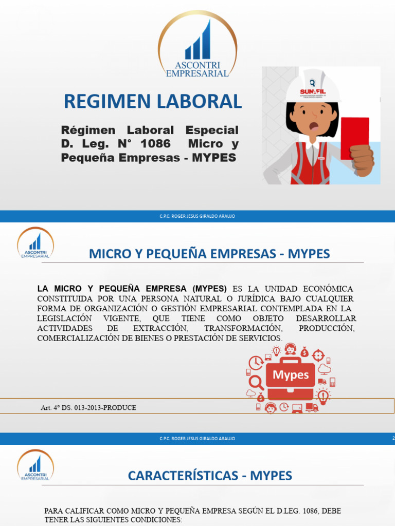 Regimen Laboral - Mype | PDF | Pequeñas y medianas empresas | Tiempo de ...
