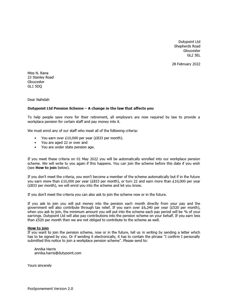 Pension Letter | PDF | Pension | Public Finance