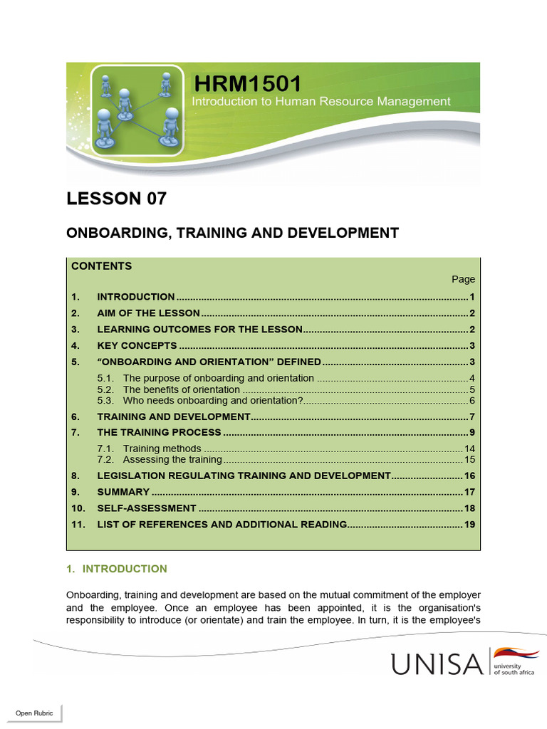 HRM1501 (Lesson 07) | PDF | Employment | Mentorship