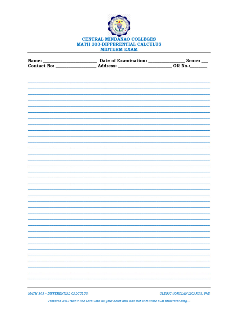 Midterm Exam Answer Sheets | PDF