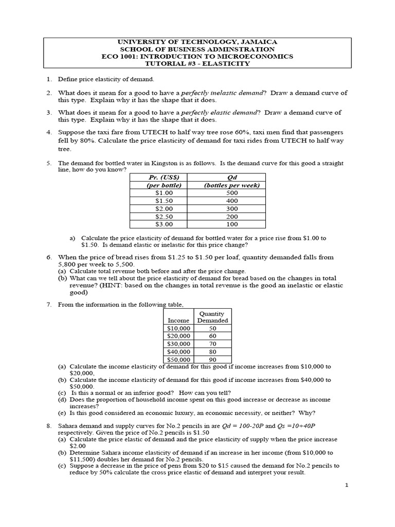Eco1001 - Tutorial Sheet - 3 - 2020.21sem - 1 | PDF | Demand | Price Elasticity Of Demand
