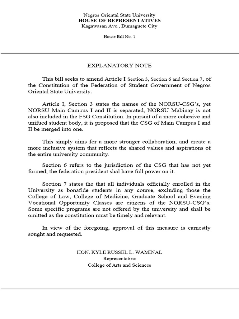 House Bill No. 1 | PDF