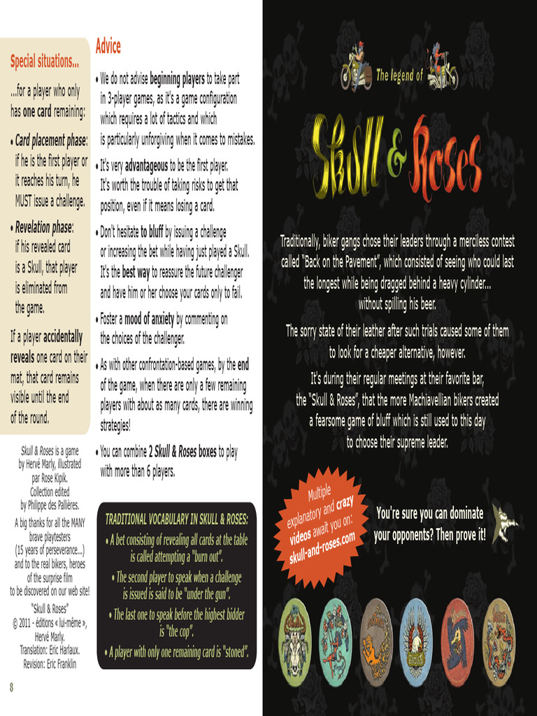 Skulls and Roses Rulebook | PDF | Games Of Mental Skill | Board Games
