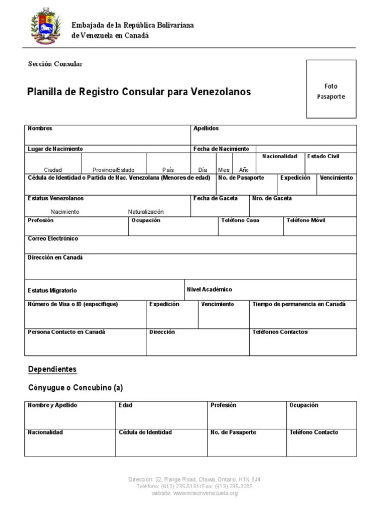 Planilla Consular Canada | PDF