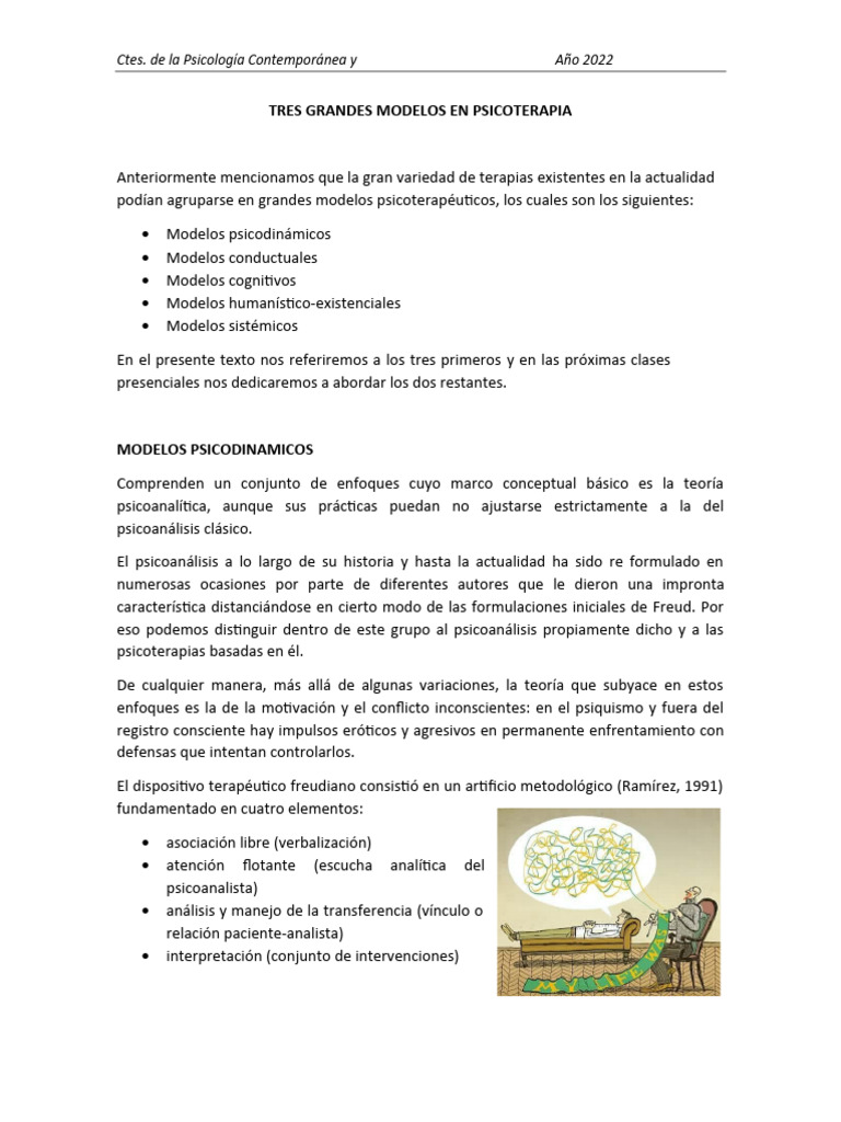 Tres Grandes Modelos en Psicoterapia | PDF | Psicoanálisis | Psicoterapia