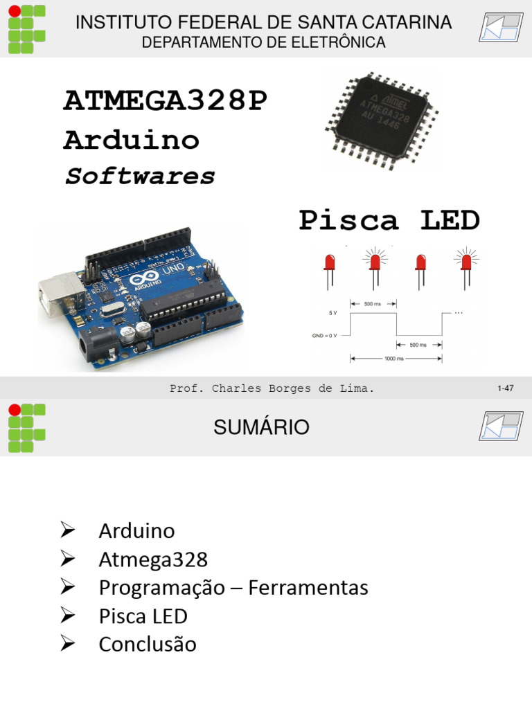 02 Uc Arduino ATmega SW LED | Download grátis PDF | Arduino | Hardware de computador