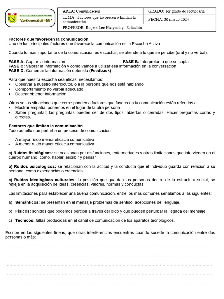 Comunicación 1er Grado Ficha #03 | PDF