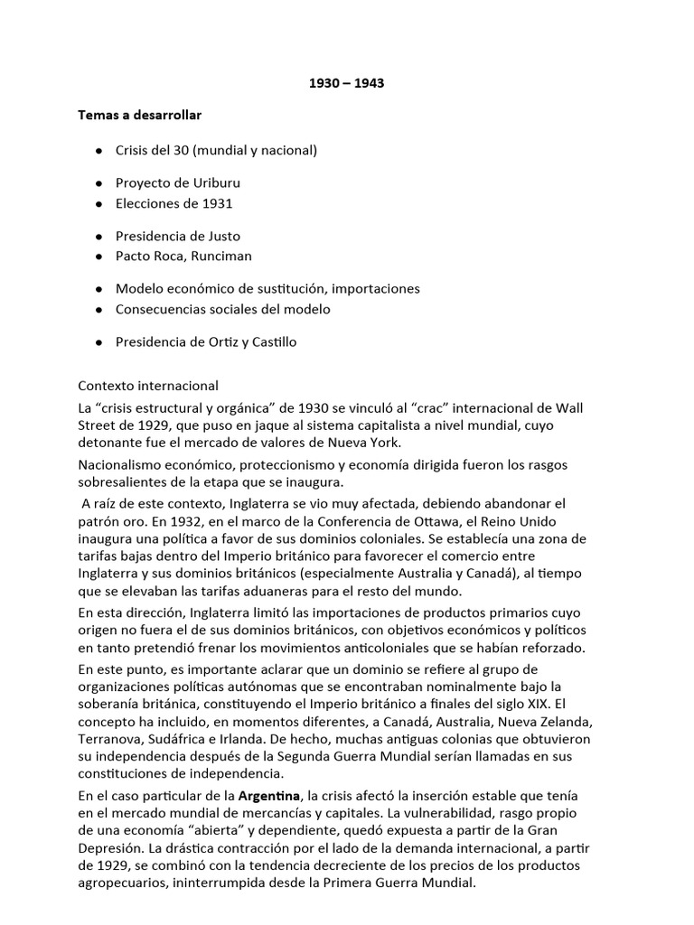 1930 - 1943 - Informe y Video. COMPLETO | PDF | Economias
