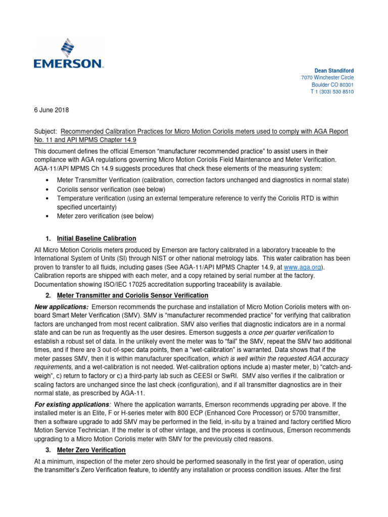 Smart Meter Verification Emerson Recommended Calibration Practices For Coriolis Meters Used To ...