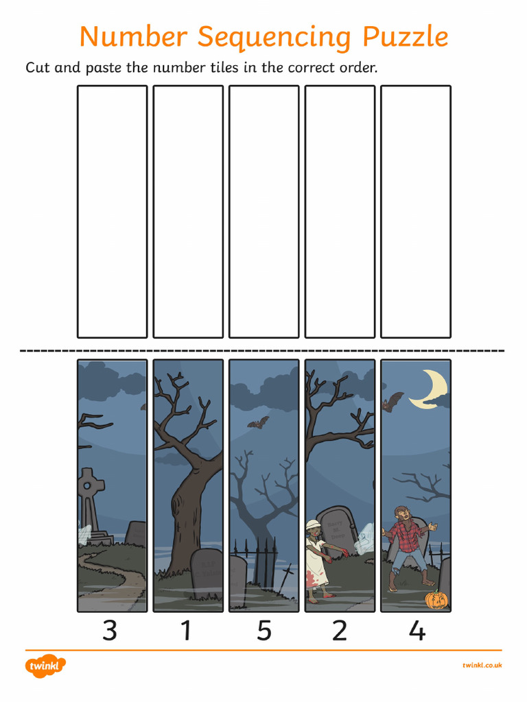Halloween Number Sequencing Puzzles | PDF