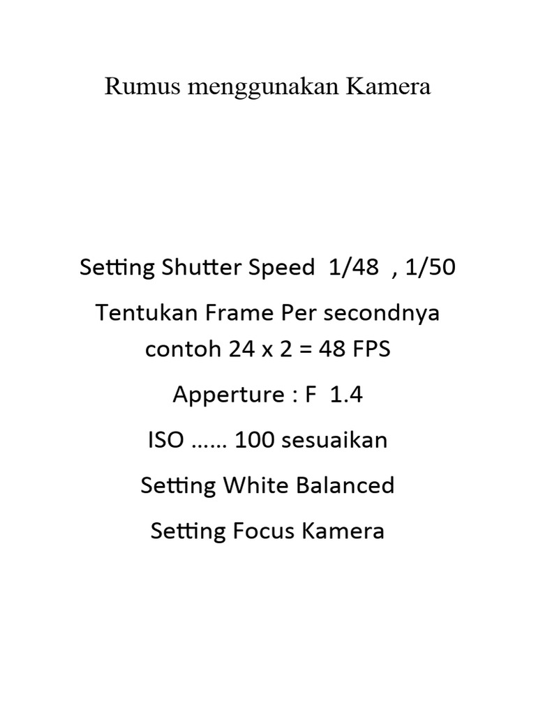 Rumus Menggunakan Kamera | PDF