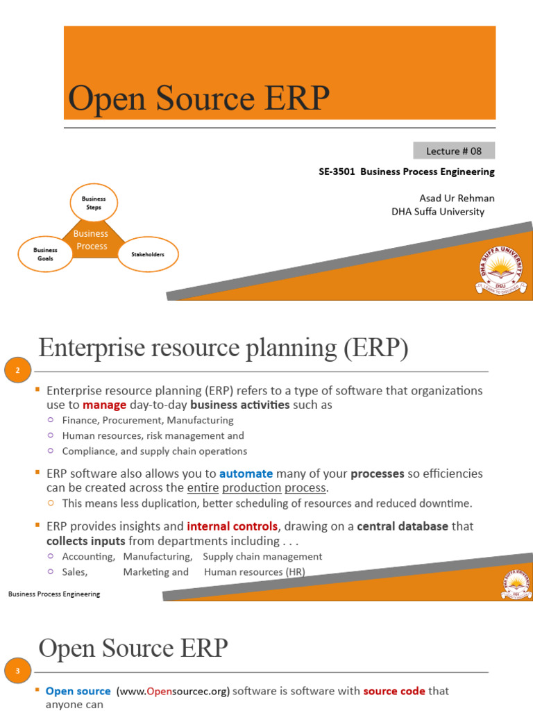 Lec-8 Open Source ERPs | PDF | Enterprise Resource Planning | Inventory
