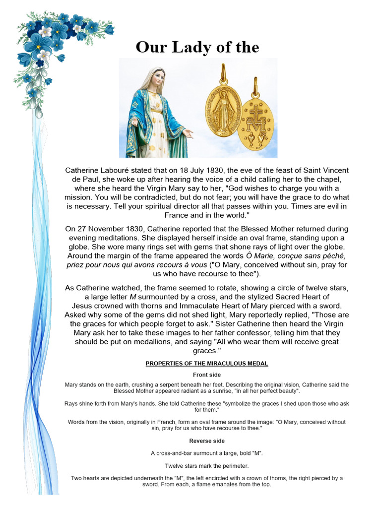 Our Lady of The MIraculous Medal Story | PDF | Mary, Mother Of Jesus ...