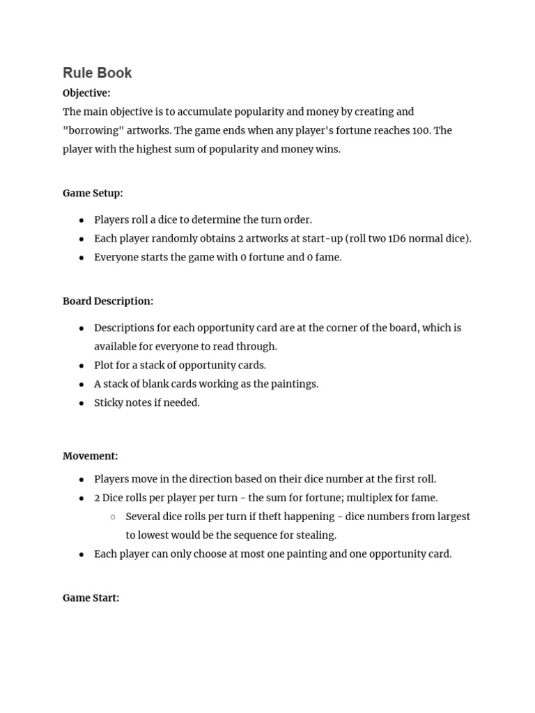 Rulebook | PDF | Theft | Dice