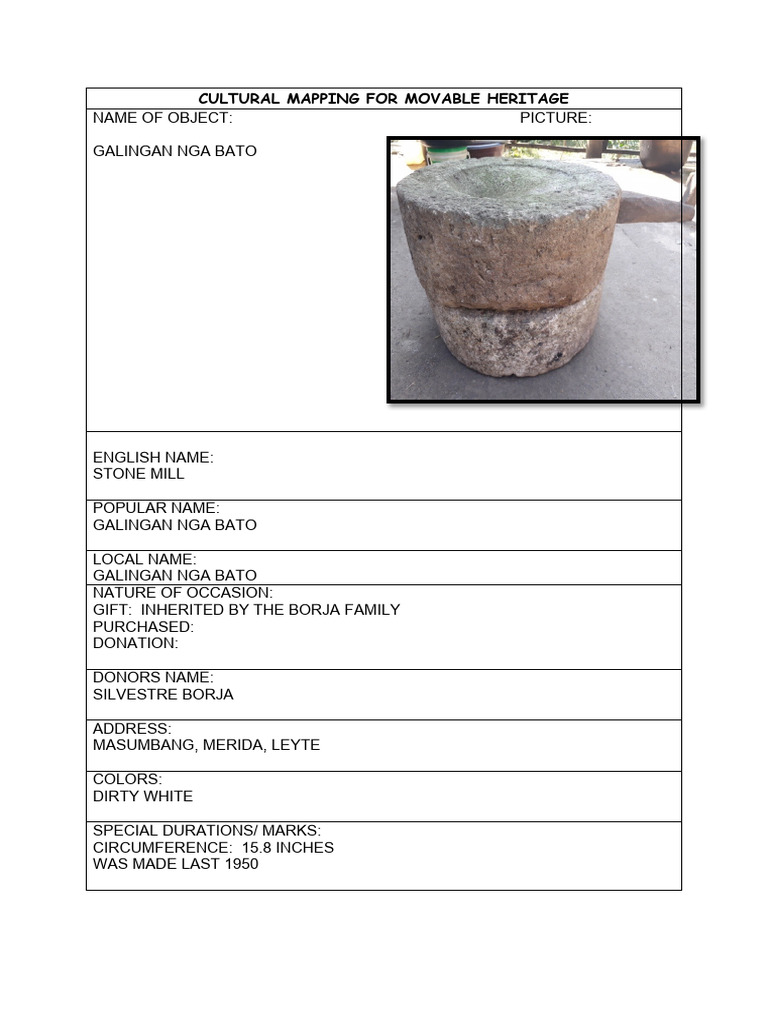 Movable Heritage Galingan Nga Bato | PDF