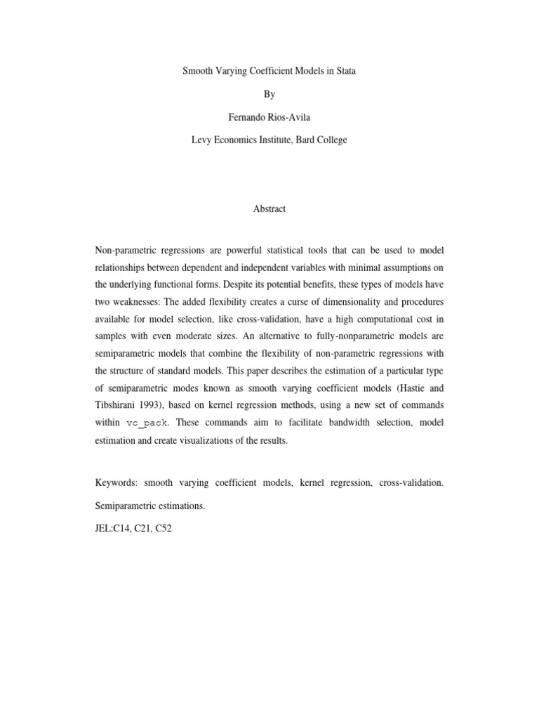 Smooth Varying Coefficient Models in Stata | PDF | Regression Analysis ...